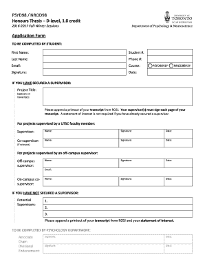 Fillable Online Application Process - utsc.utoronto.ca Fax Email Print ...