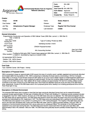Fillable Online science energy Form: ANL-985 Version: 4 Environmental ...