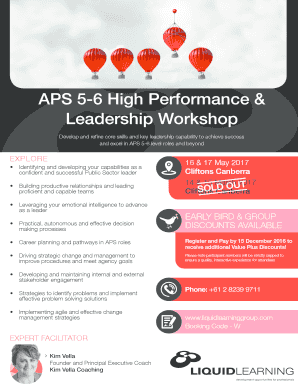 Fillable Online APS 5-6 High Performance & Leadership Workshop Fax ...