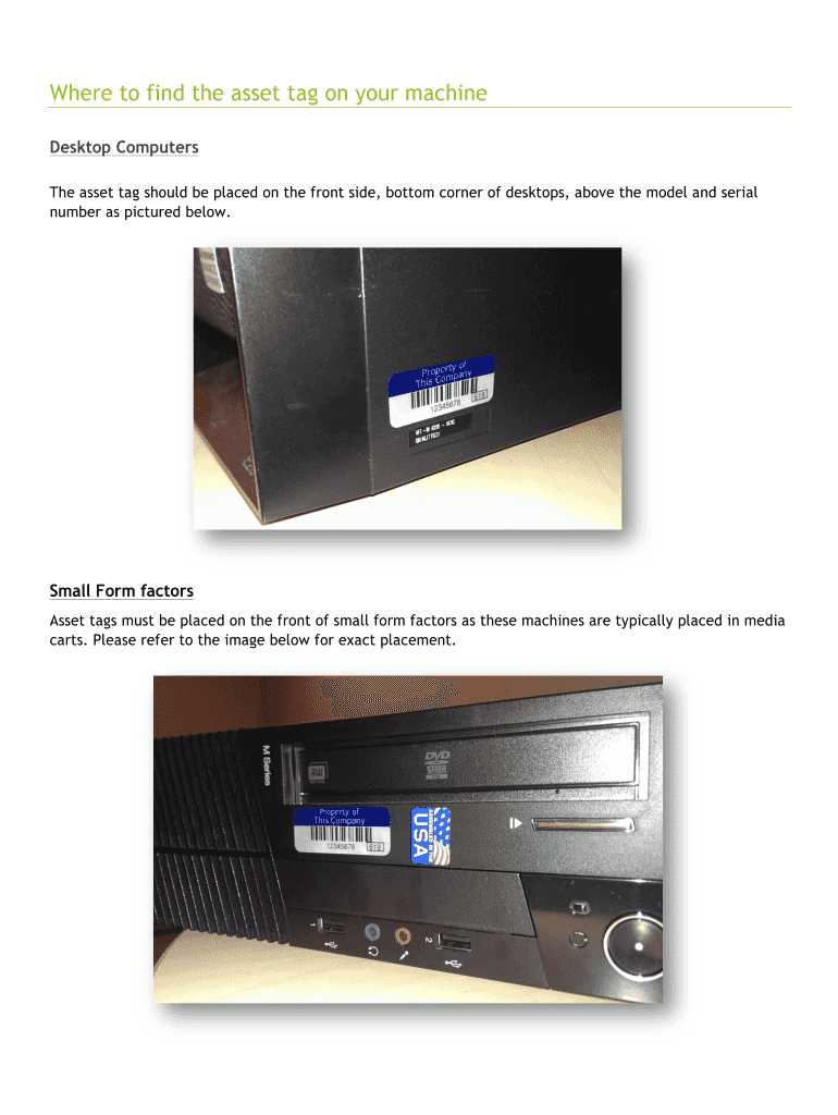 Fillable Online Where to find the asset tag on your machine Fax Email ...