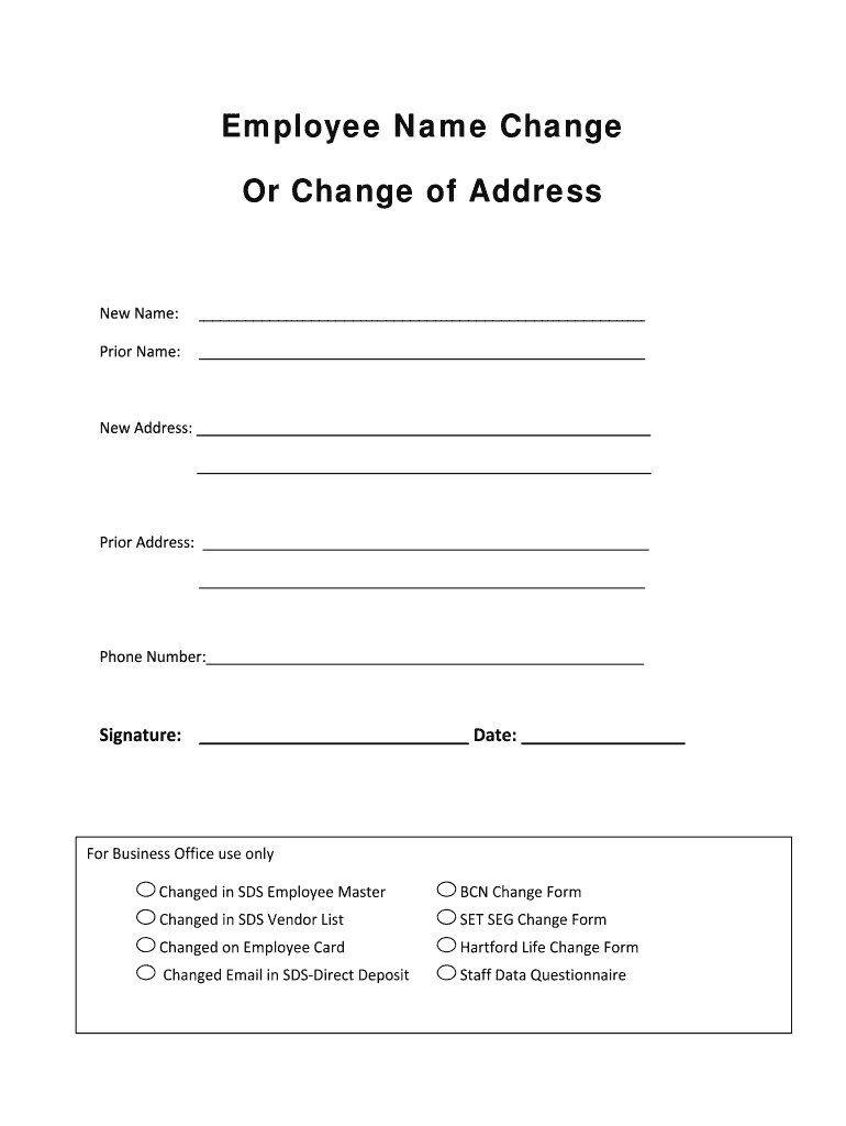 Fillable Online Employee Name Change or Change of Address - amaesd.org ...