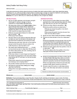 Fillable Online Infant/Toddler Safe Sleep Policy Fax Email Print ...