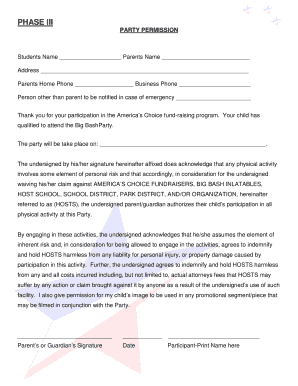 Fillable Online PARTY PERMISSION Fax Email Print - pdfFiller