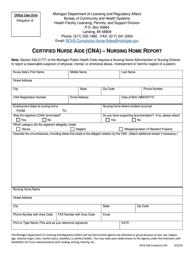 Fillable Online Certified Nurse Aide - Facility Report Fax Email Print - pdfFiller