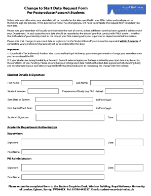 Fillable Online PGR Start Date Form Fax Email Print - pdfFiller