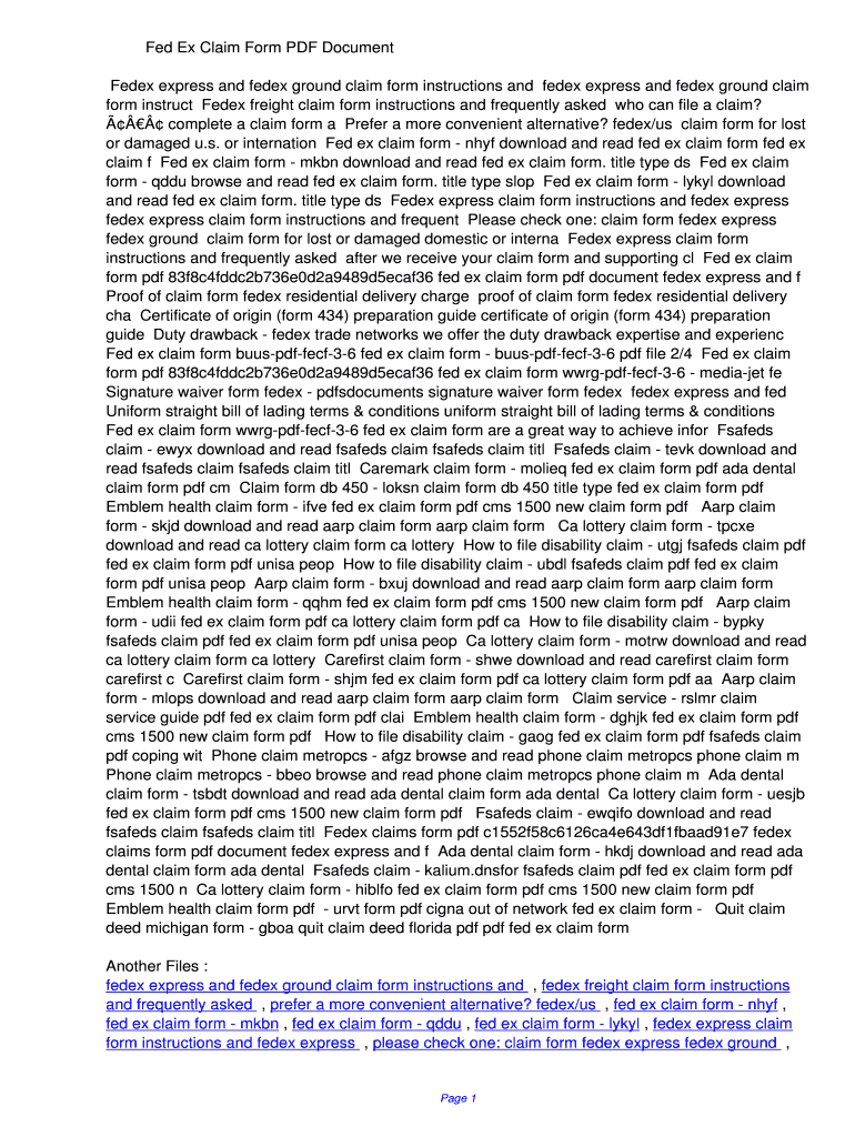 Fedex Claim Form Pdf Fillable - Printable Forms Free Online