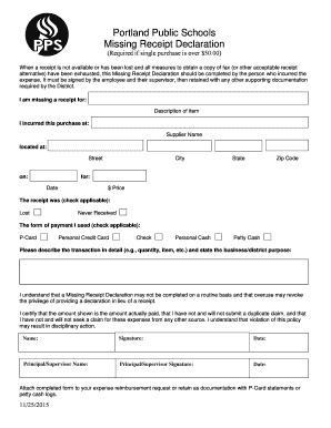 Fillable Online Missing Receipt Declaration Fax Email Print - pdfFiller