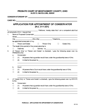 Fillable Online mcohio CONSERVATORSHIP OF: Fax Email Print - pdfFiller