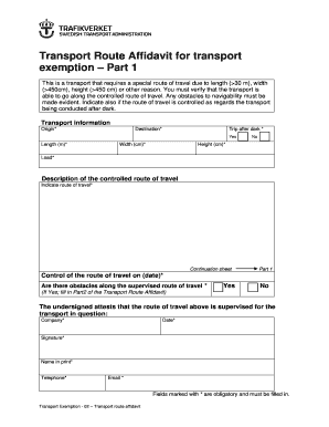 Fillable Online Transport Route Affidavit for transport Fax Email Print ...