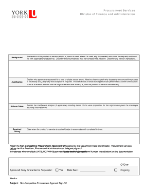 Fillable Online yorku Non-Competitive Procurement Approval Fillable ...