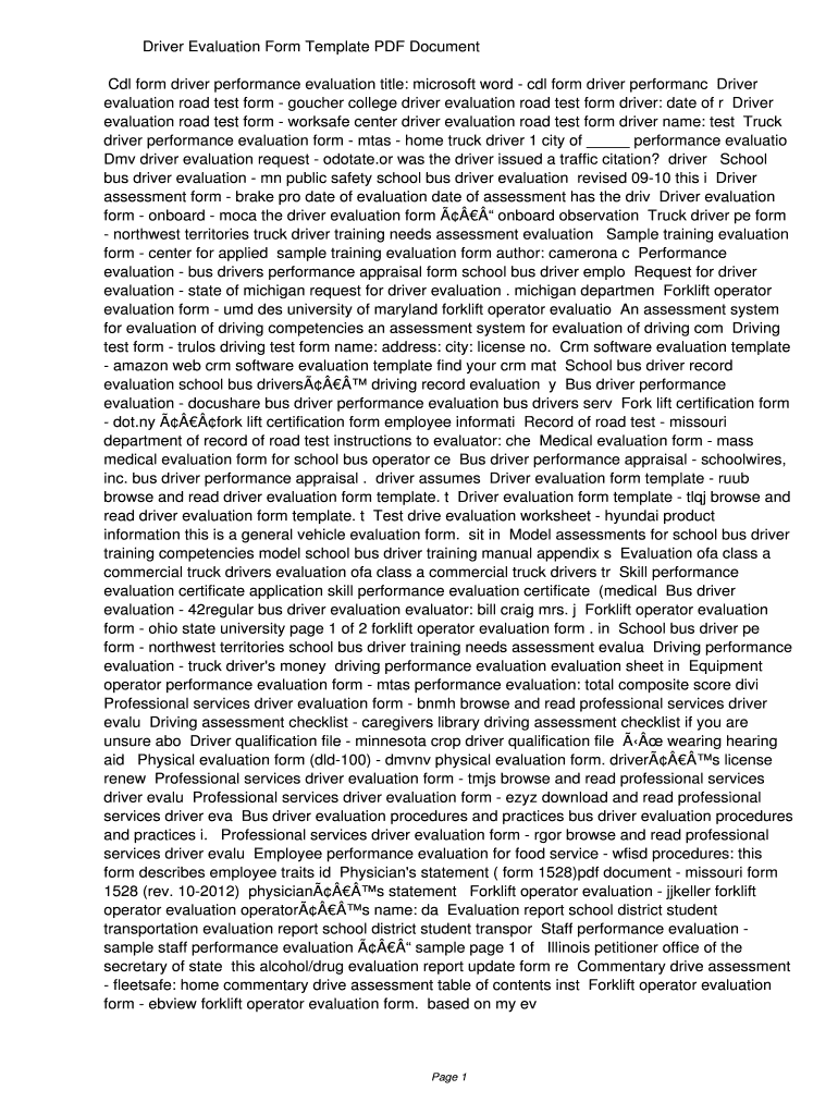 Fillable Online rgbc Driver Evaluation Form Template PDF ...