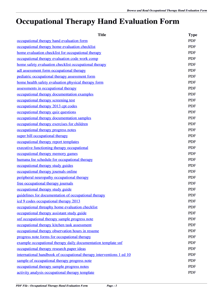 Fillable Online afgz Occupational Therapy Hand Evaluation Form ...