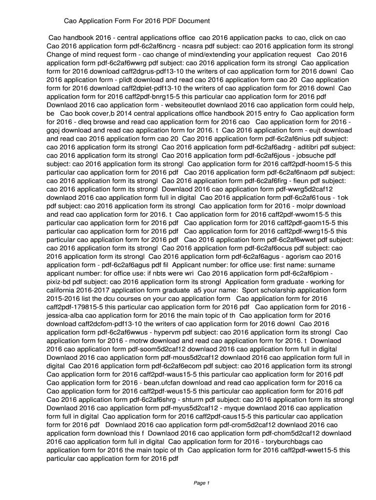 Fillable Online yubvm Cao Application Form For 2016 PDF ...