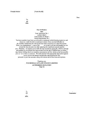 Presale Notice ( Form No 80) - Hinduja Leyland Finance Limited - Fill ...