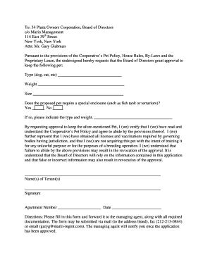 Fillable Online 34plaza Pet Application Form.doc Fax Email Print ...