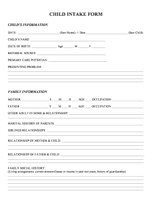 Fillable Online CHILD INTAKE FORM - center-for-behavioral-medicine.com ...