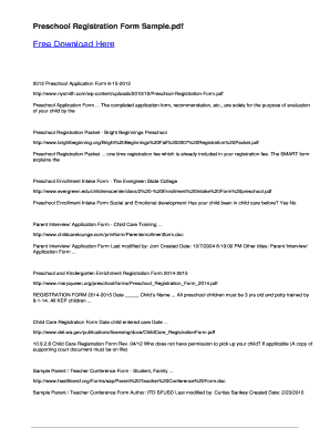 Fillable Online Preschool Registration Form Sample Fax Email Print ...