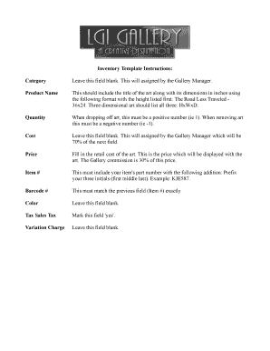 Fillable Online Inventory Template Instructions: Fax Email Print ...