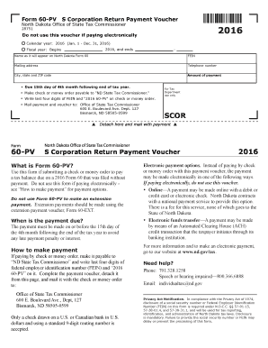 Fillable Online nd Form 60-PV - S Corporation Return Payment Voucher ...