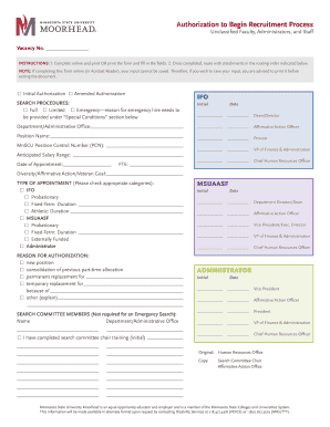 Fillable Online Authorization to Begin Recruitment Process Fax Email ...