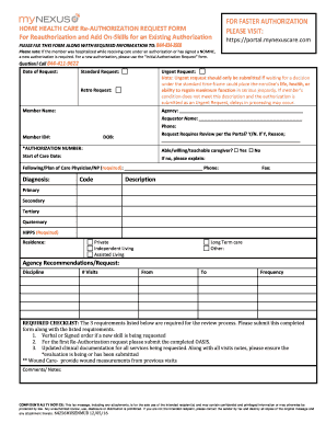 Fillable Online HOME HEALTH CARE Re-AUTHORIZATION REQUEST FORM Fax ...