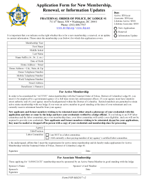 Fillable Online dc-fop 2017 FOP Membership Form.docx Fax Email Print - pdfFiller