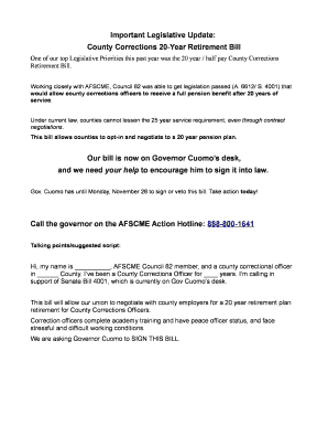 Fillable Online council82 County Corrections 20-Year Retirement Bill ...