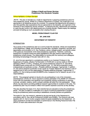 Fillable Online fresnostate 2016 Final CHHS Probationary Plan Template ...