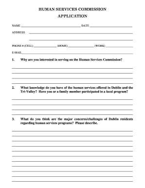 Fillable Online ci dublin ca HUMAN SERVICES COMMISSION APPLICATION Fax ...