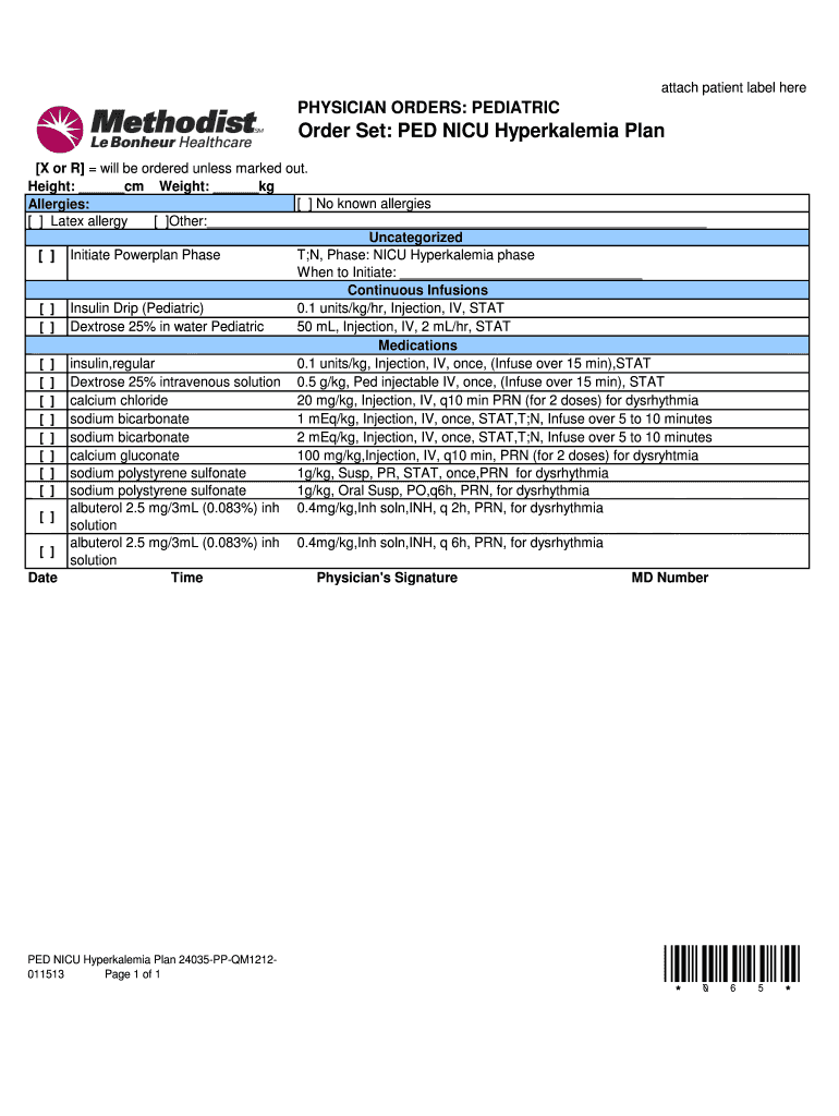 Fillable Online PHYSICIAN ORDERS: PEDIATRIC Fax Email Print - pdfFiller