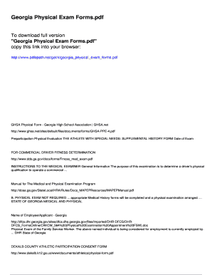 Fillable Online Georgia Physical Exam Forms - Pdfslibforme.com Fax ...