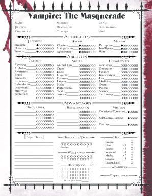 Fillable Online Vampire the Masquerade - mrgone.rocksolidshells.com Fax ...