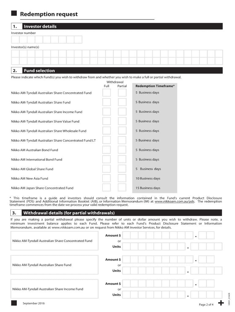 Fillable Online Redemption request - Nikko AM Funds Fax Email Print ...