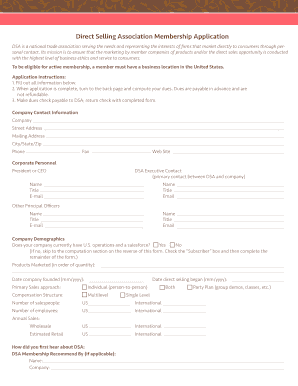 Fillable Online dsa Be a Member Membership Application & Information About ... Fax Email Print ...