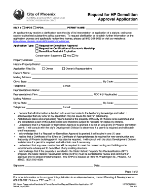 Fillable Online phoenix Request for HP Demolition Fax Email Print ...