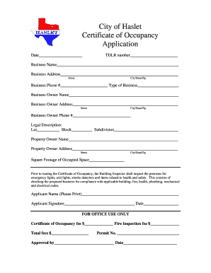 Fillable Online haslet TDLR number Fax Email Print - pdfFiller