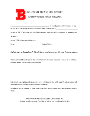 Fillable Online MOTOR VEHICLE RECORD RELEASE Fax Email Print - pdfFiller