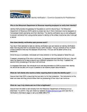 Fillable Online Identity Verification Common Questions for ...