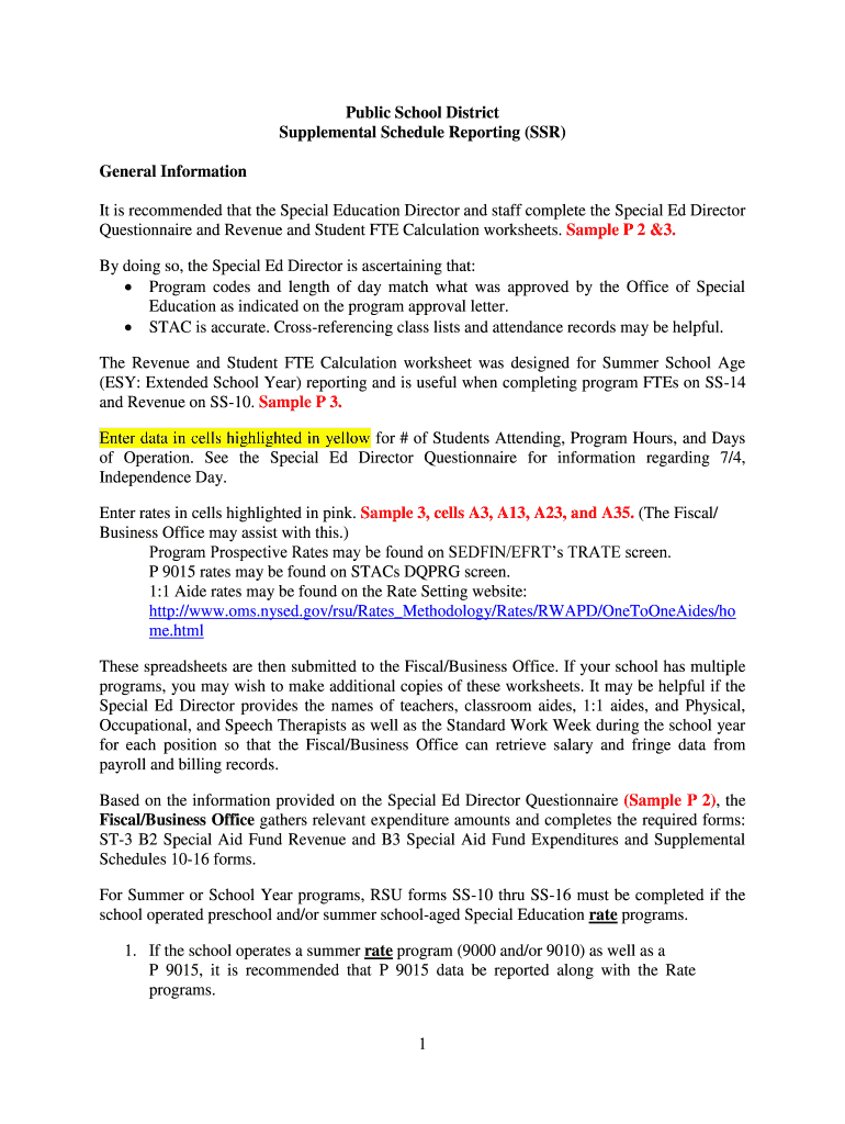 Fillable Online Supplemental Schedule Reporting (SSR) Fax Email Print ...