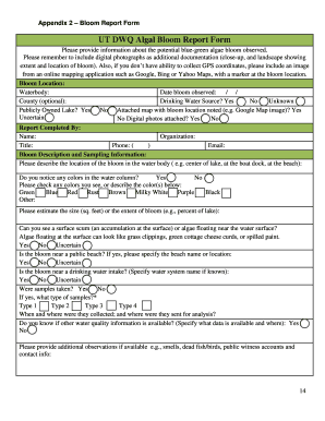 Fillable Online deq utah UT DWQ Algal Bloom Report Form - deq.utah.gov ...
