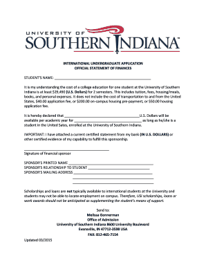 Fillable Online usi international undergraduate application official ...