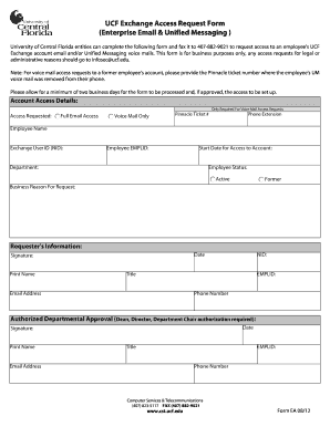 Fillable Online cst ucf UCF Exchange Access Request Form Fax Email ...