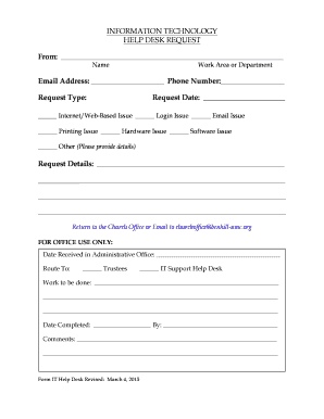 Fillable Online benhillumc Information Technology Work Request.doc ...