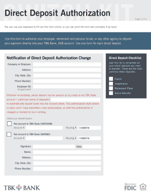 Fillable Online SWIT KIT Getting Started - tbkbank.com Fax Email Print ...