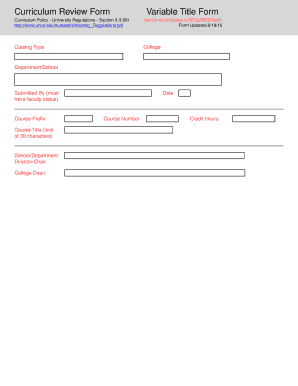 Fillable Online unco Curriculum Review Form Fax Email Print - pdfFiller