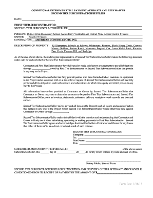 Fillable Online FIRST TIER SUBCONTRACTOR SECOND TIER SUBCONTRACTOR ...