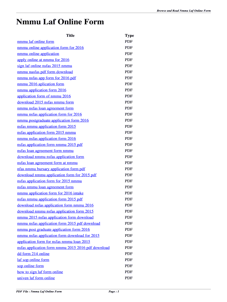 Fillable Online qddu Nmmu Laf Online Form. nmmu laf online form Fax ...