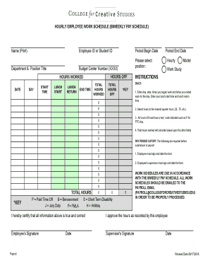 Fillable Online NON-EXEMPT WORK SCHEDULES -HOURLY Fax Email Print ...