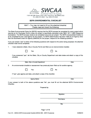 Fillable Online swcleanair SEPA Checklist - Southwest Clean Air Agency ...