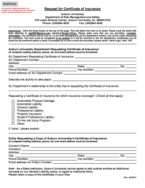 Fillable Online Department of Risk Management and Safety - Auburn University Fax Email Print ...